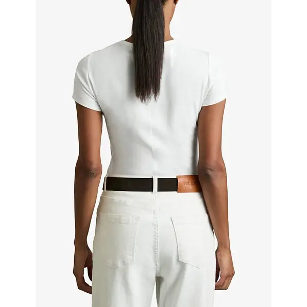 REISS Jolie Slim-fit Cotton-jersey T-shirt - White