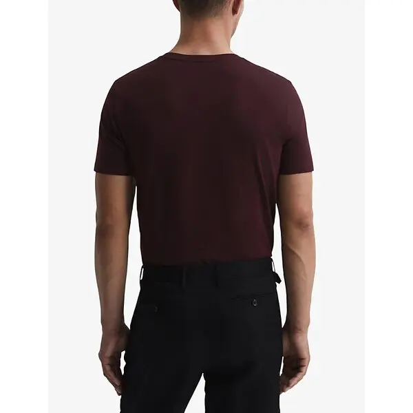 REISS Bless Crewneck Cotton-jersey T-shirt - Bordeaux