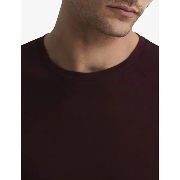 REISS Bless Crewneck Cotton-jersey T-shirt - Bordeaux