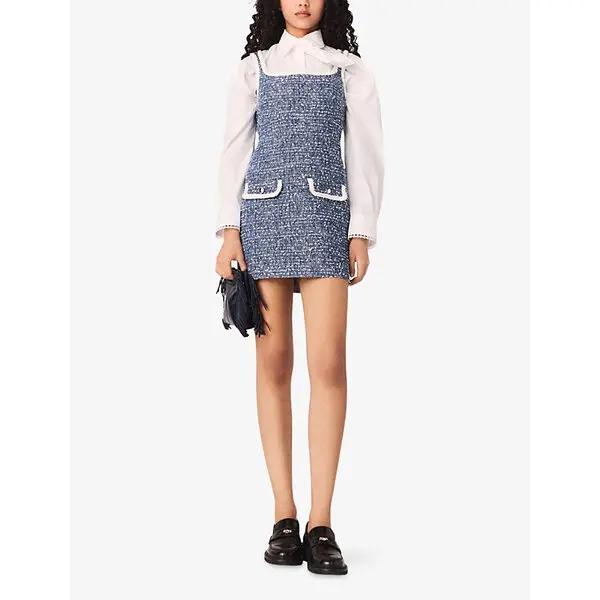 Maje Square-neck Tweed Mini Dress