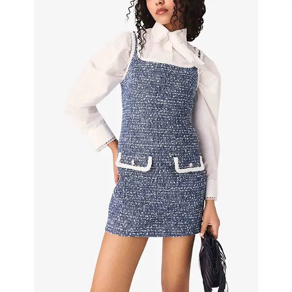 Maje Square-neck Tweed Mini Dress