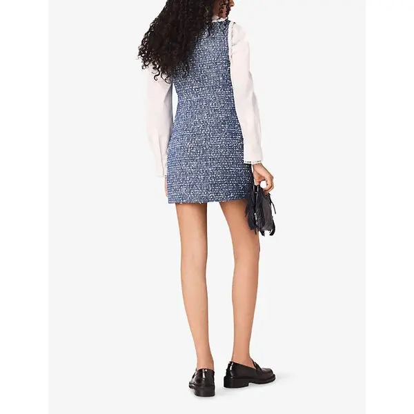 Maje Square-neck Tweed Mini Dress