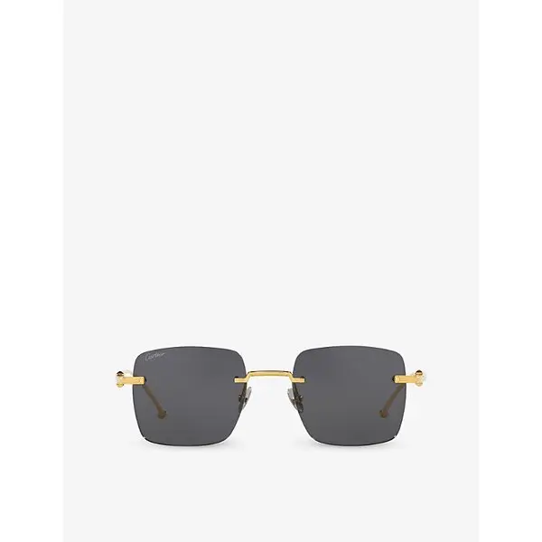 Cartier Rectangle-frame Titanium Sunglasses - Gold