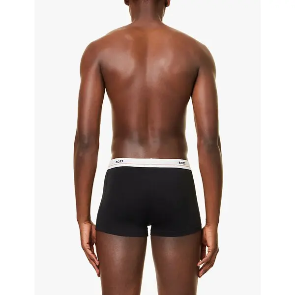 BOSS Branded Waistband Stretch-cotton Boxer Trunks - Black
