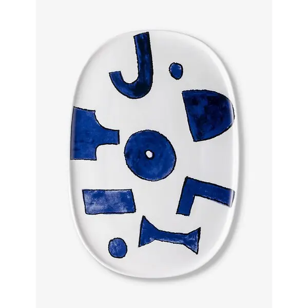 ALESSI Itsumo Oval Porcelain Serving Plate 36cm - Blue