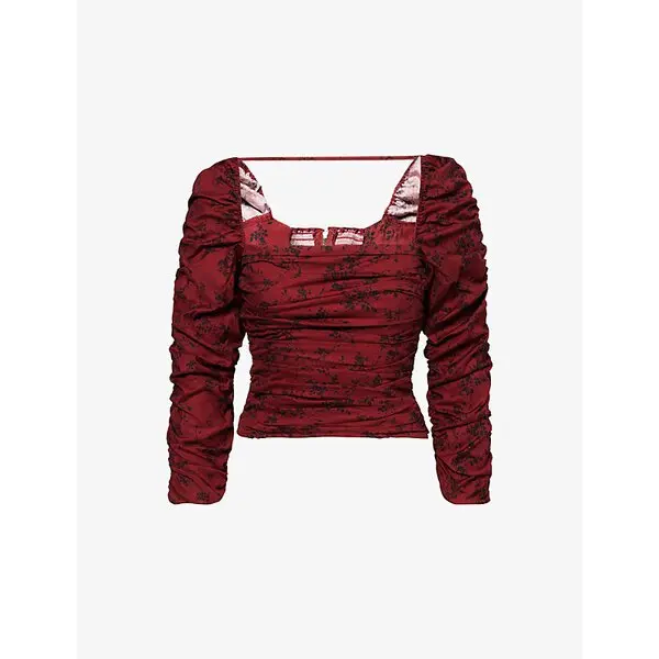 REFORMATION Joi Gathered Stretch-cotton Top