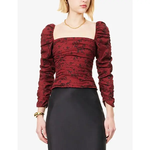 REFORMATION Joi Gathered Stretch-cotton Top