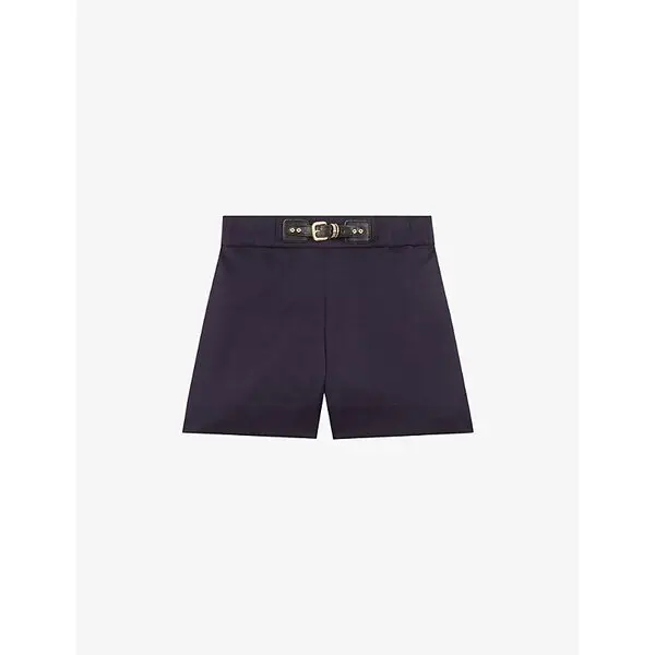 Maje Buckle-embellished Elasticated-waist Satin Shorts