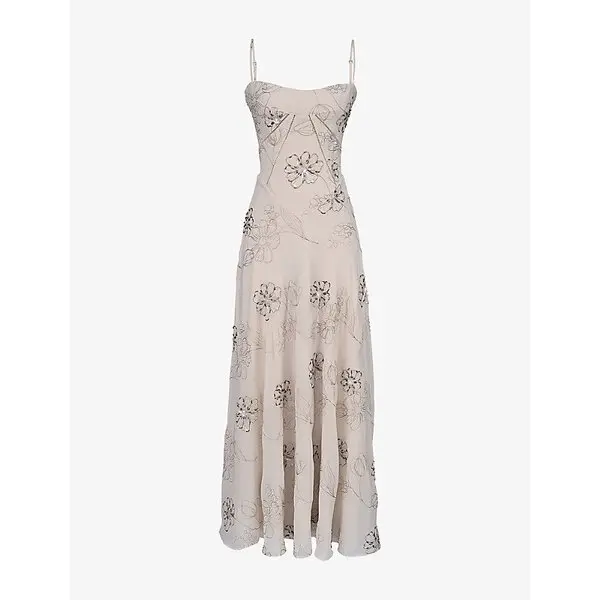 House Of Cb Seren Floral-pattern Woven Maxi Dress - Vanilla
