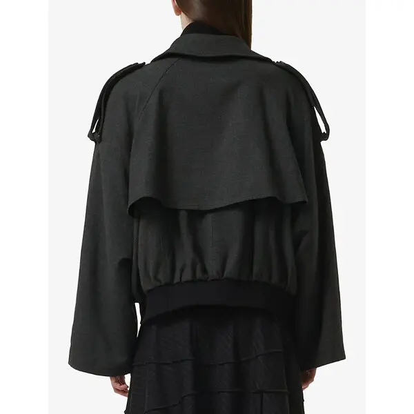 LEEM Double-breasted Woven Bomber Jacket