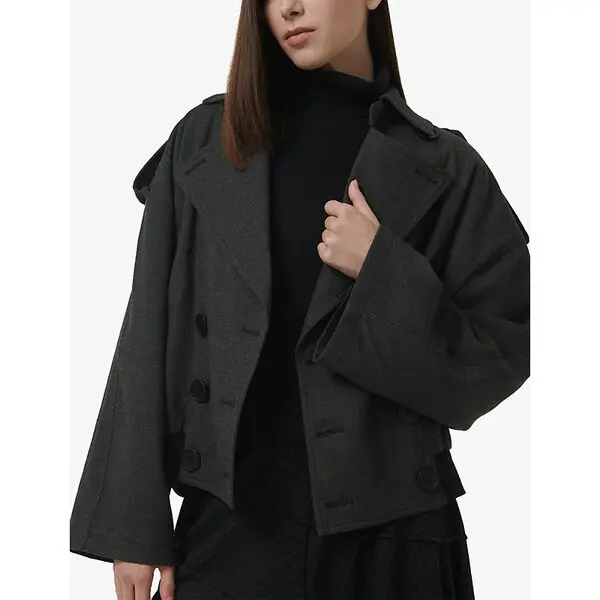 LEEM Double-breasted Woven Bomber Jacket