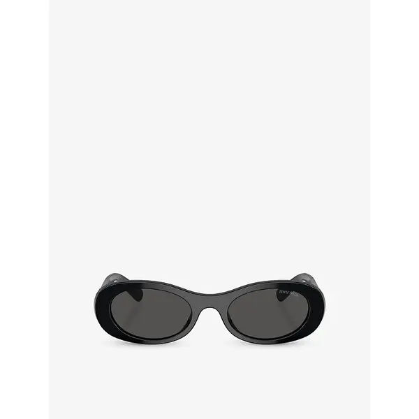 Miu Miu Oval-frame Acetate Sunglasses - Black