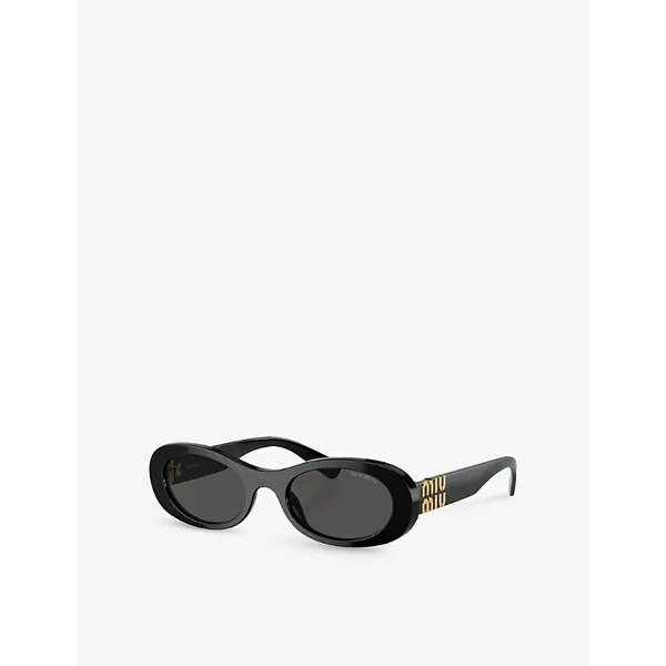 Miu Miu Oval-frame Acetate Sunglasses - Black