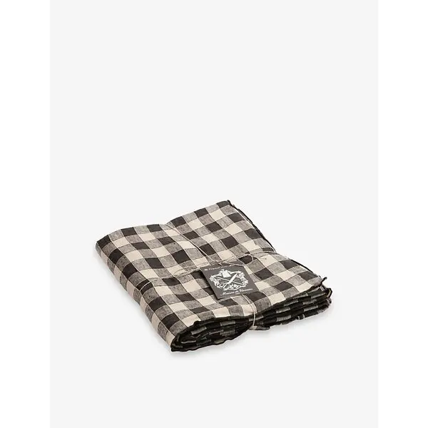 Maison De Vacances Vintage Vichy Linen Tablecloth 170cm X 240cm - Fusain