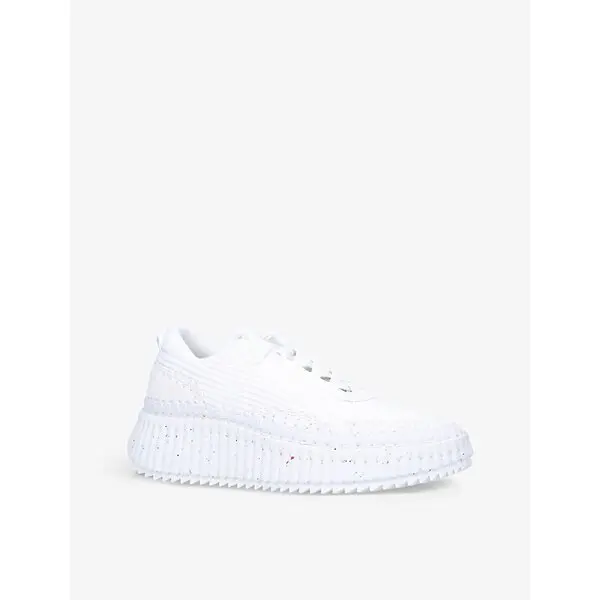 Chloé Nama Embroidered Suede And Mesh Trainers - White