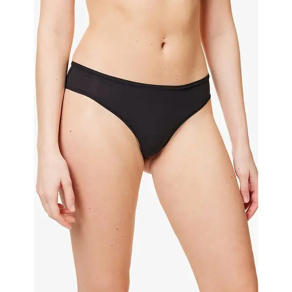 SKIMS Mid-rise Pack-of-five Stretch-woven Thongs - Onyx