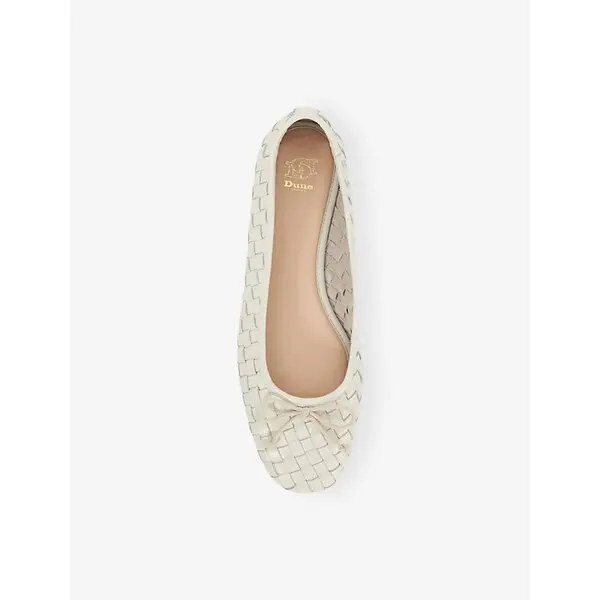 DUNE Woven Leather Ballet Flats - Ecru Leather