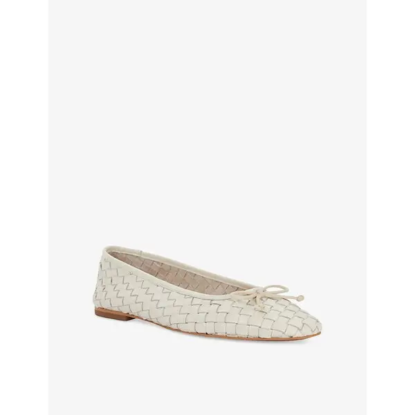 DUNE Woven Leather Ballet Flats - Ecru Leather