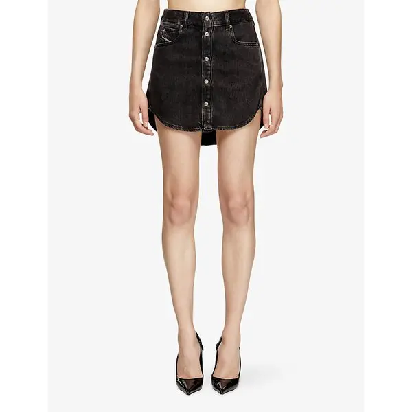 DIESEL® Button-front Denim Mini Skirt - 02