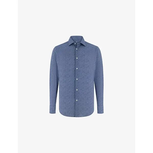 Boggi Milano Slim-fit Stretch-twill Shirt - Medium Blue