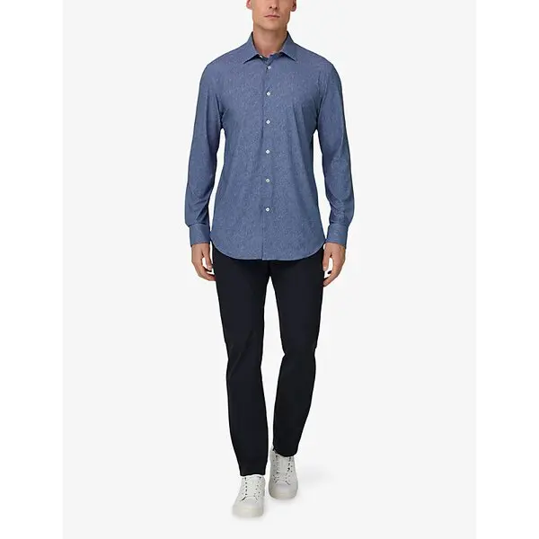 Boggi Milano Slim-fit Stretch-twill Shirt - Medium Blue