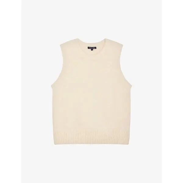 Soeur Namaste Ribbed Collar Stretch-knitted Vest - Ecru