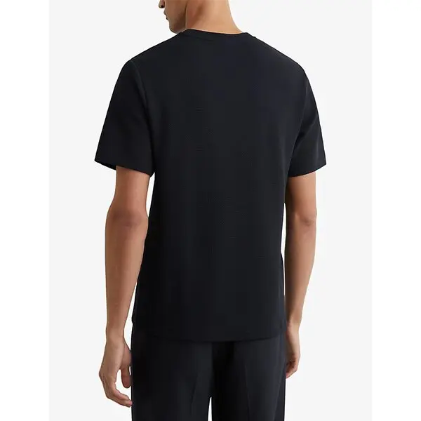 REISS Jack Textured Stretch-woven T-shirt - Navy
