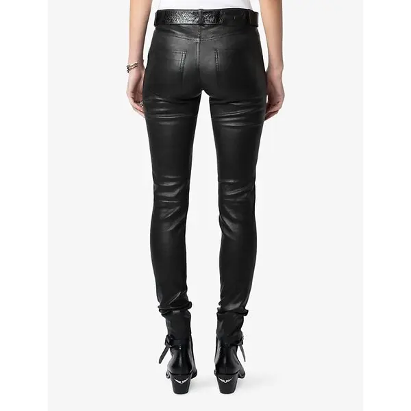 Zadig&Voltaire Phlame Low-rise Slim-leg Leather Trousers