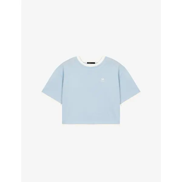 Maje Logo-embroidered Layered-effect Cotton T-shirt