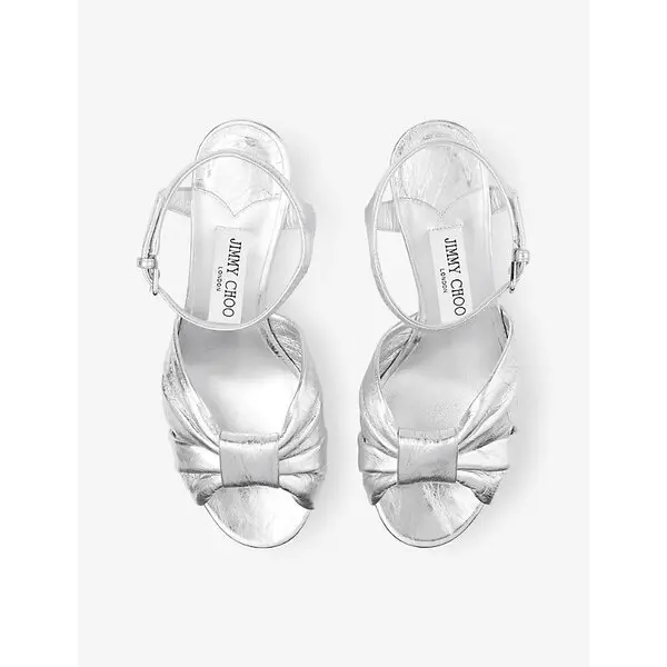 JIMMY CHOO Heloise 80 Metallic Leather Heeled Sandals