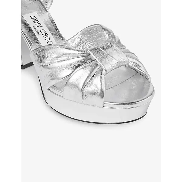 JIMMY CHOO Heloise 80 Metallic Leather Heeled Sandals