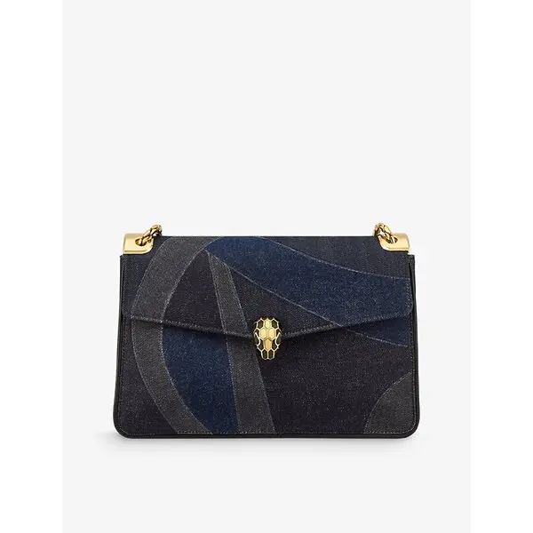 BVLGARI Serpenti Forever Large Denim Shoulder Bag