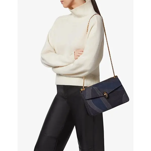 BVLGARI Serpenti Forever Large Denim Shoulder Bag