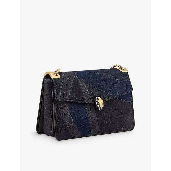 BVLGARI Serpenti Forever Large Denim Shoulder Bag