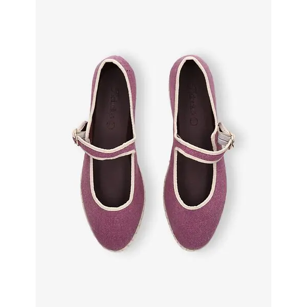 FLABELUS Ariadna Linen Mary Jane Flats - Pink Comb