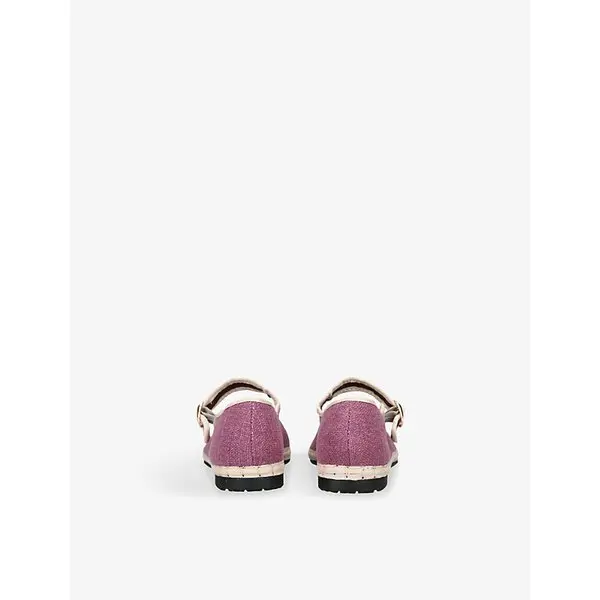 FLABELUS Ariadna Linen Mary Jane Flats - Pink Comb