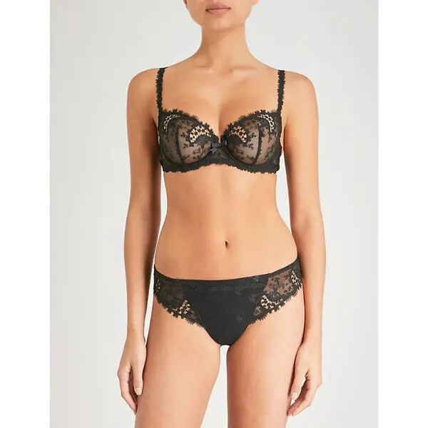 Simone Perele Wish Stretch-tulle And Lace Underwired Half-cup Bra - Black