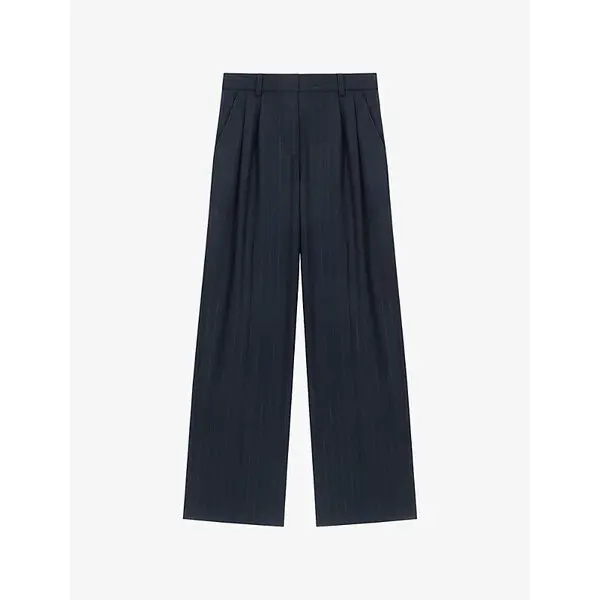 Maje Pinstriped Wide-leg Wool-blend Trousers