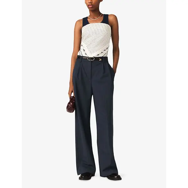 Maje Pinstriped Wide-leg Wool-blend Trousers