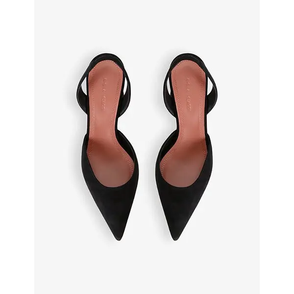 Amina Muaddi Holli 70 Suede Slingback Heels - Black