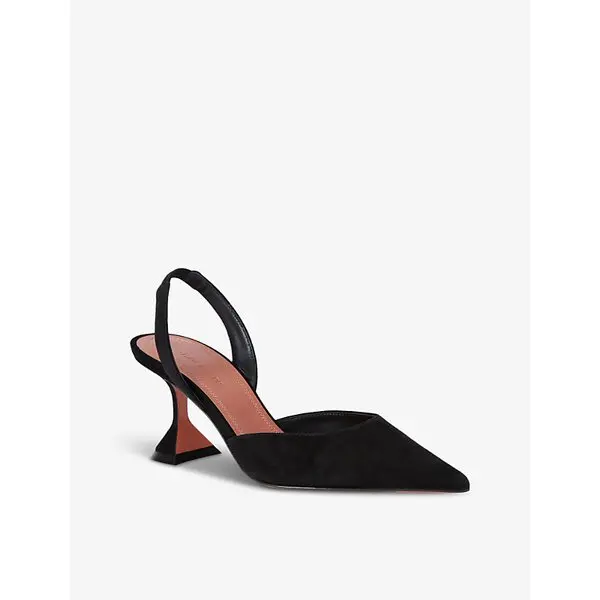 Amina Muaddi Holli 70 Suede Slingback Heels - Black