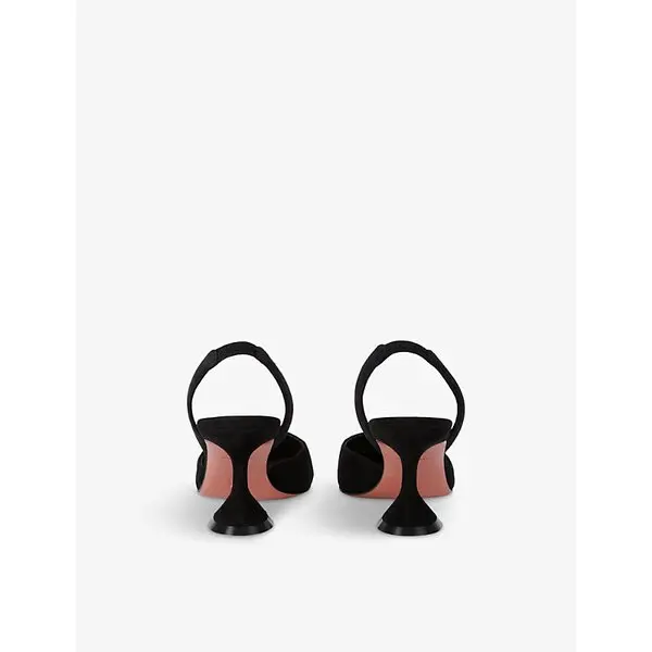 Amina Muaddi Holli 70 Suede Slingback Heels - Black