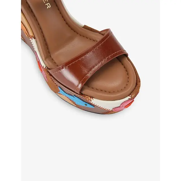 Kurt Geiger Patchwork Leather Platform Wedge Sandals