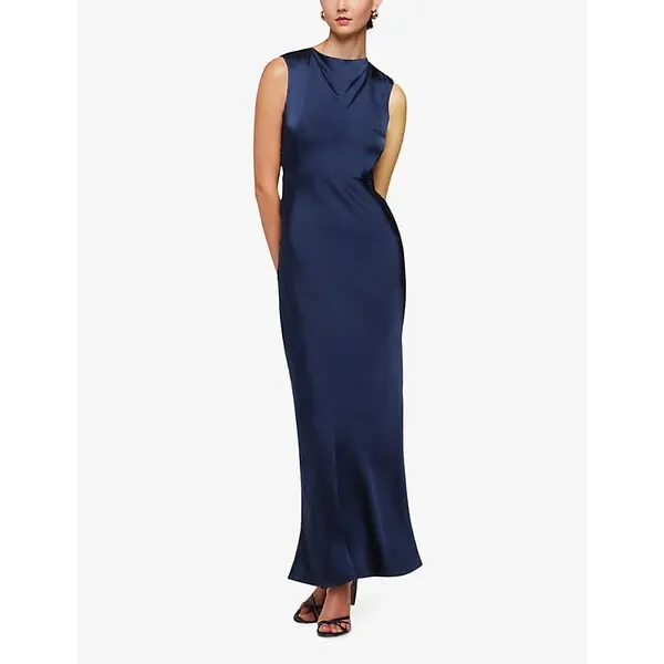 Whistles Cowl-neck Tie-back Satin Maxi Dress