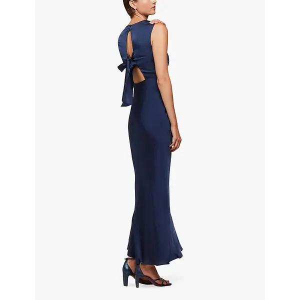Whistles Cowl-neck Tie-back Satin Maxi Dress