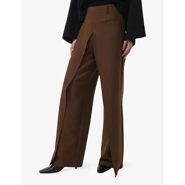 LEEM Drape-panel Wide-leg Trousers