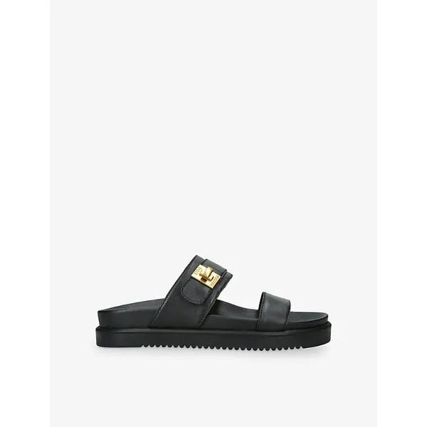 Steve Madden Take Two Leather Sandals With Branded Hardware - Black