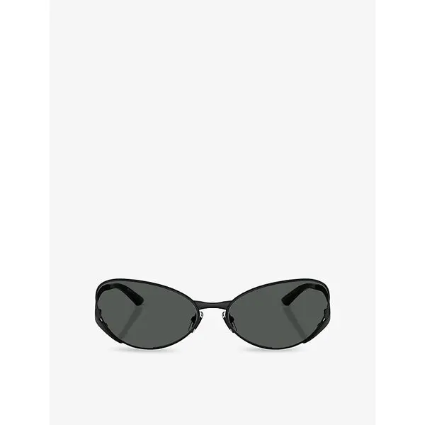 Versace Ve2285 Oval-frame Metal Sunglasses - Black