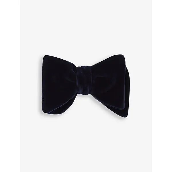REISS Double-layered Velvet Bow Tie - Navy
