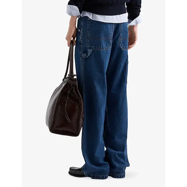 Prada Triangle-logo Light Denim Cargo Jeans